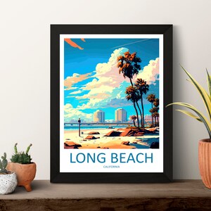 Long Beach Travel Print Wall Art Long Beach Wall Hanging Home Décor ...