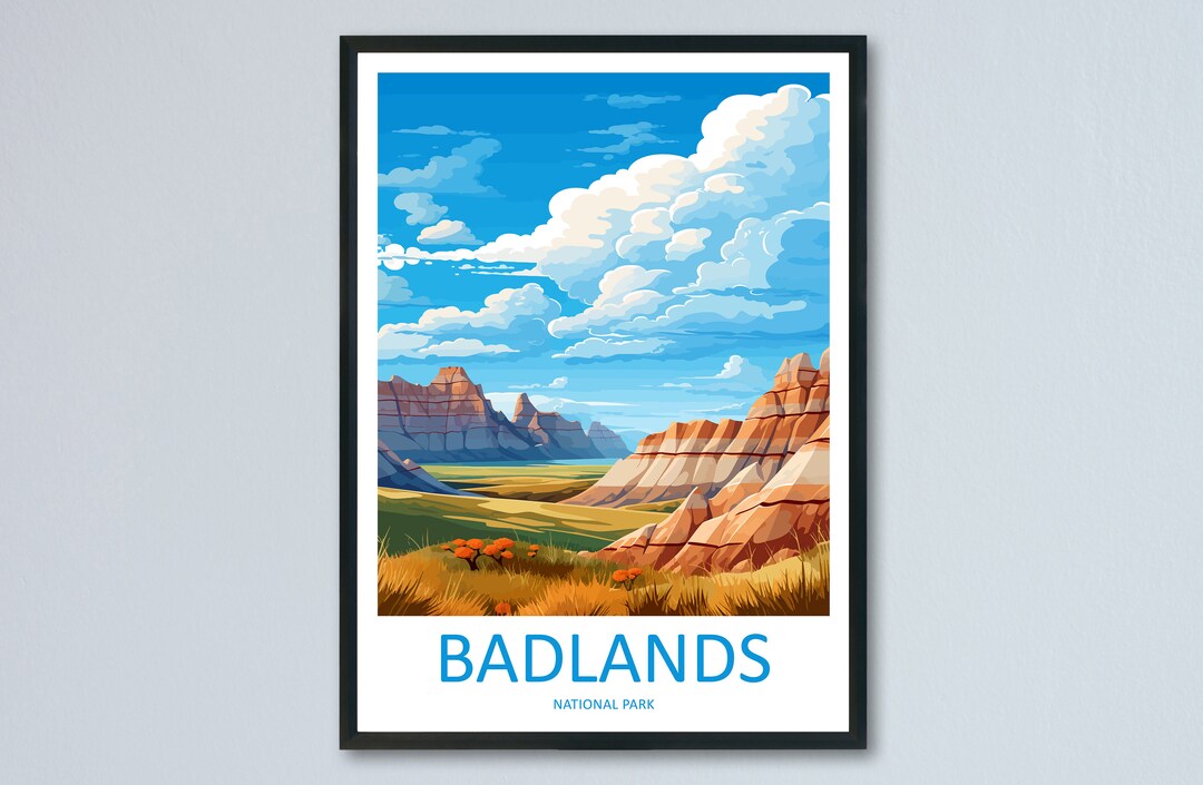 Badlands National Park Travel Print Wall Art Badlands National Park ...