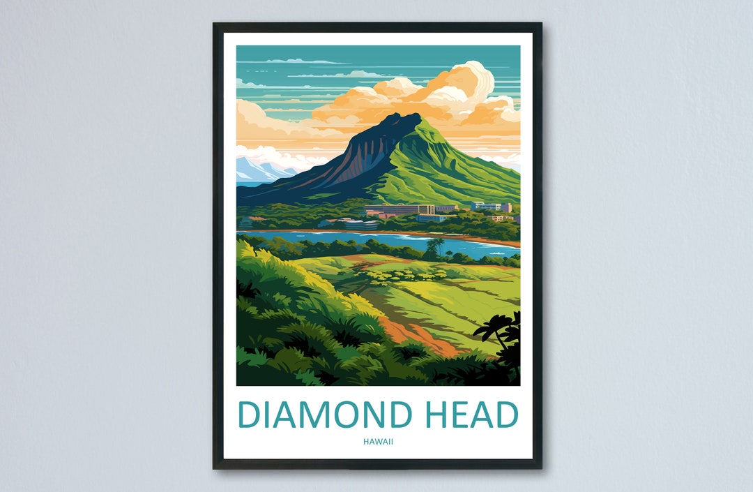 Diamond Head Travel Print Wall Art Diamond Head Wall Hanging Home Décor ...