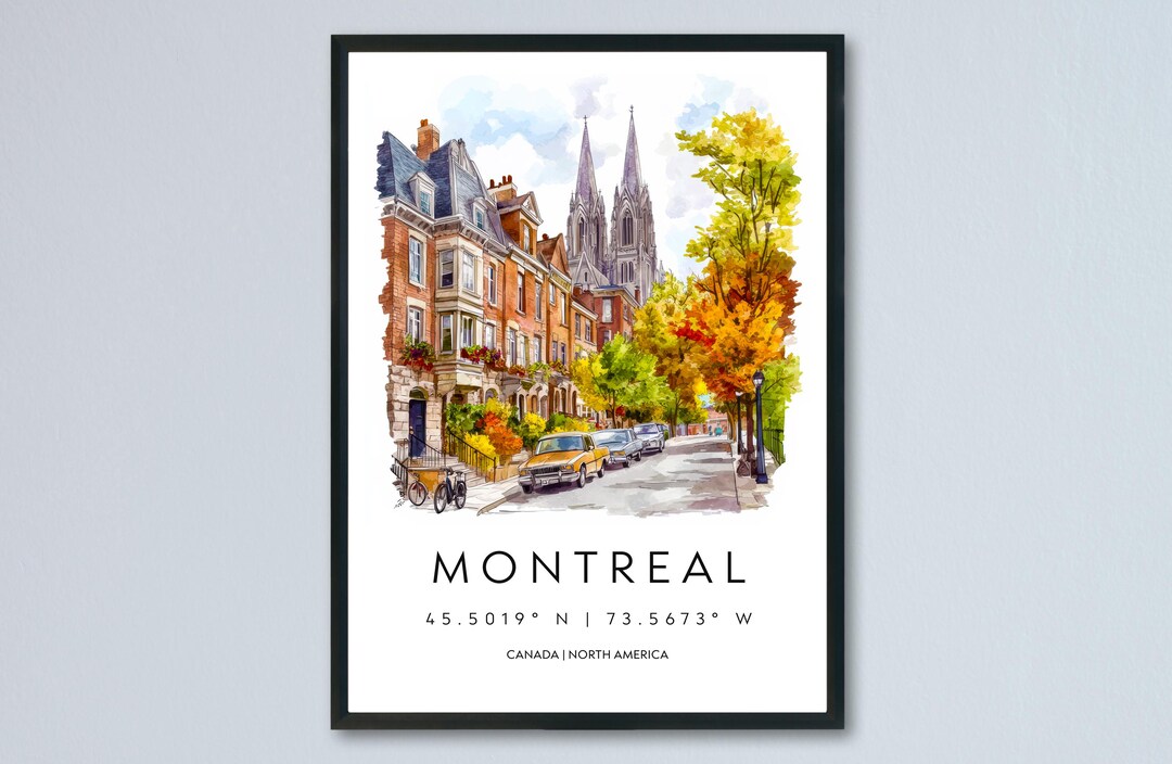 Montreal Watercolor Poster Wall Art Montreal Wall Hanging Home Décor ...
