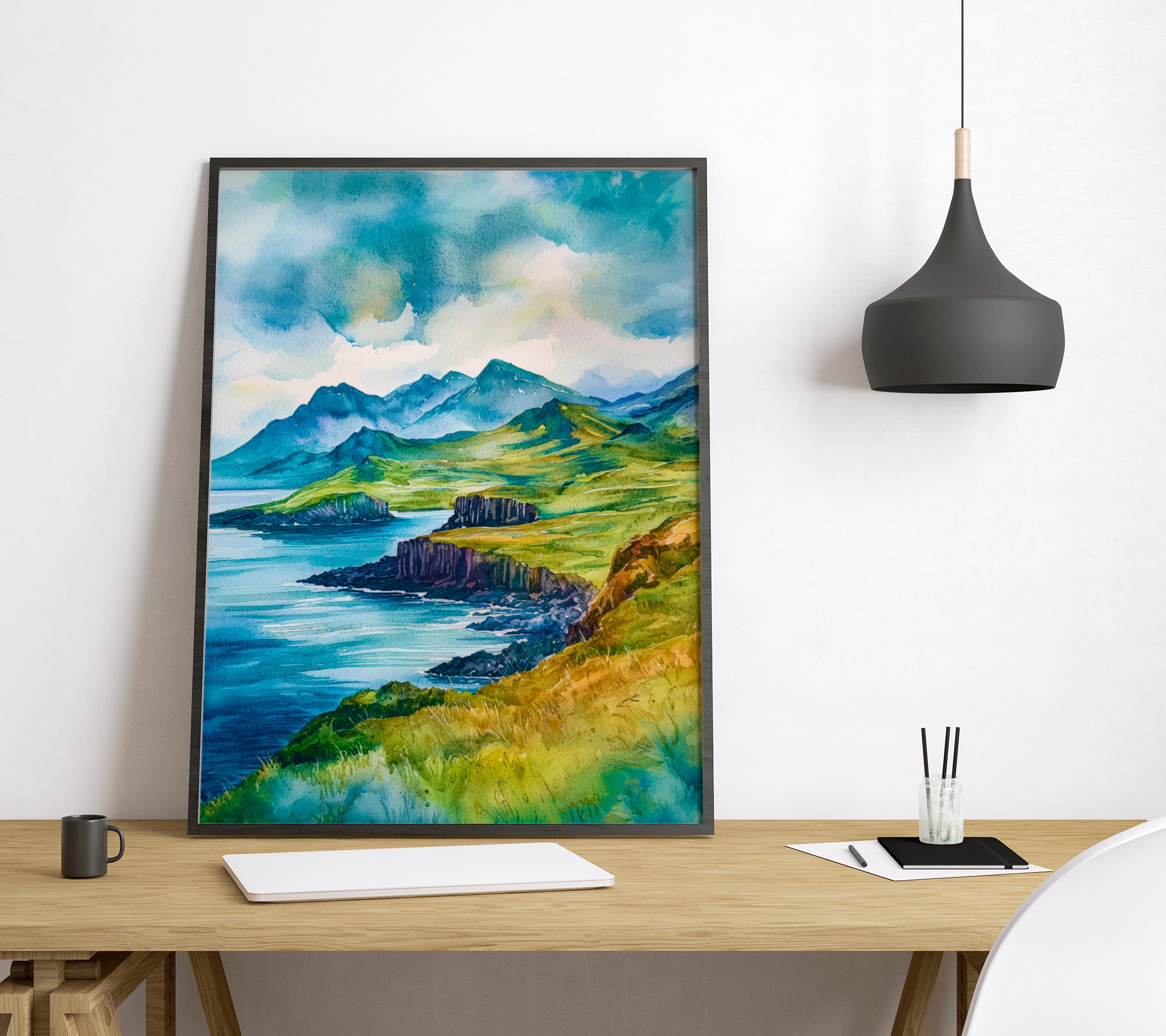 Isle of Mull and Staffa Watercolor Poster Wall Art Isle of Mull and ...