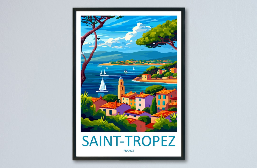 Saint-tropez Print Saint-tropez Home Decor Cityscape Art Print Saint-tropez Wall Art Travel ...