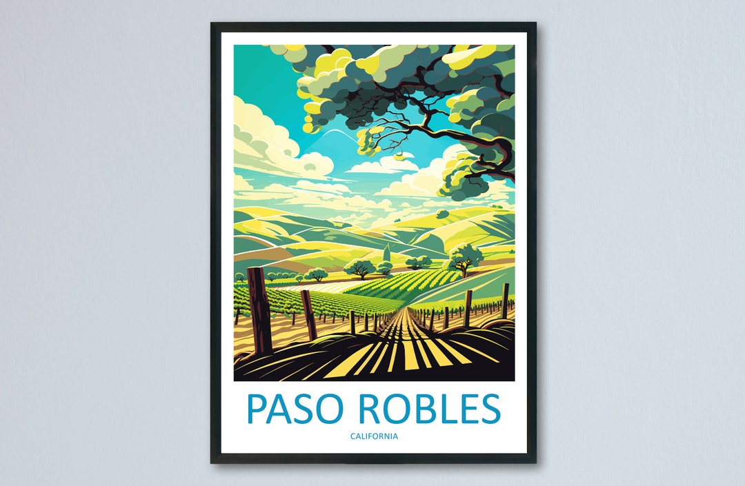 Paso Robles Travel Print Wall Art Paso Robles Wall Hanging Home Décor ...