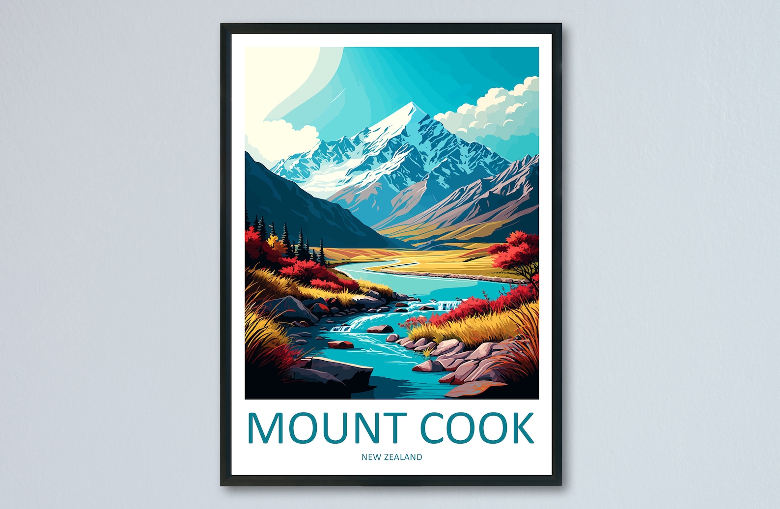Mount Cook Travel Print Wall Art Mount Cook Wall Hanging Home Décor ...