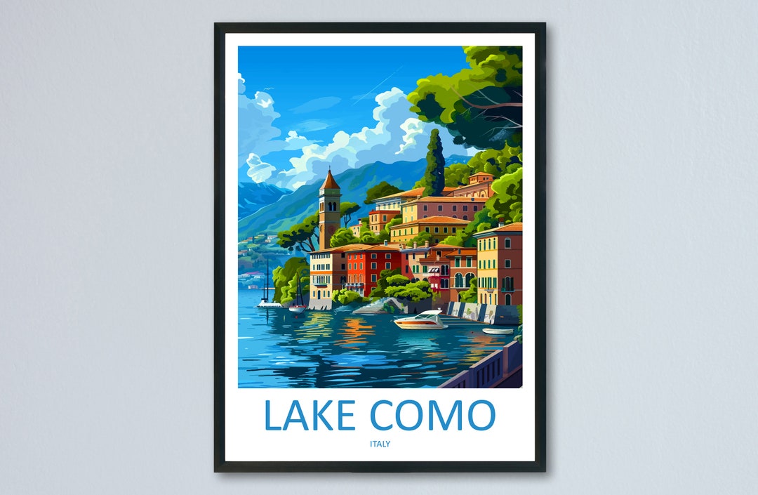Lake Como Travel Print Wall Art Lake Como Italy Wall Hanging Home ...