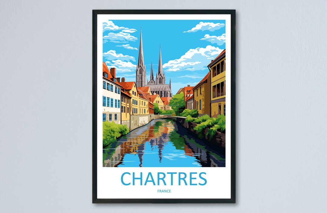 Chartres Travel Print Wall Art Chartres Wall Hanging Home Décor ...