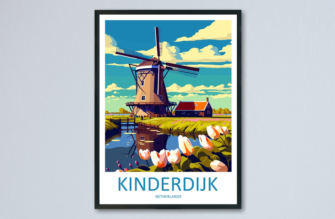 Kinderdijk Travel Print Kinderdijk Home Décor Kinderdijk Art Print Kinderdijk Wall Print ...