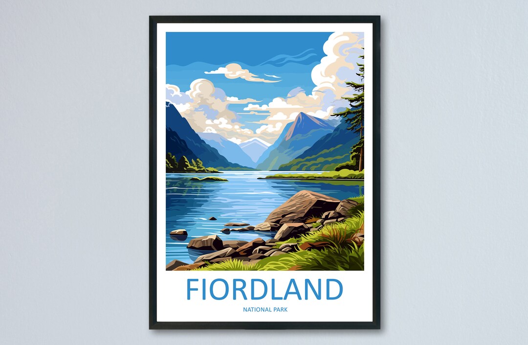 Fiordland National Park Travel Print Wall Art Fiordland Wall Hanging ...