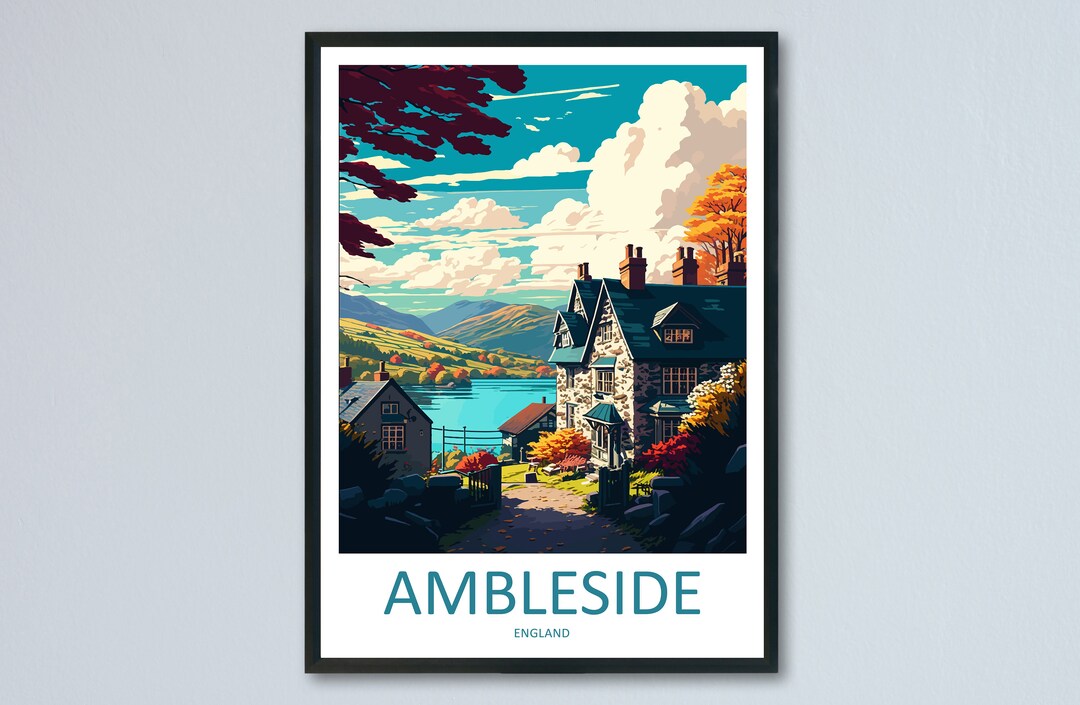 Ambleside Travel Print Wall Art Ambleside Wall Hanging Home Décor ...