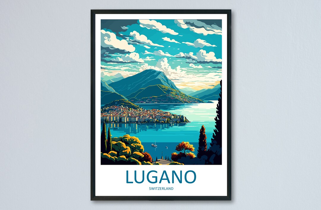 Lugano Travel Print Wall Art Lugano Wall Hanging Home Décor Lugano Gift ...