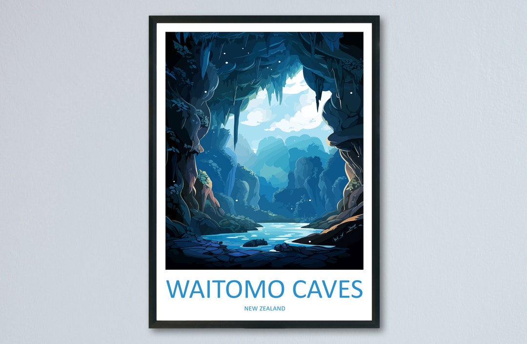Waitomo Caves Travel Print Wall Art Waitomo Caves Wall Hanging Home ...