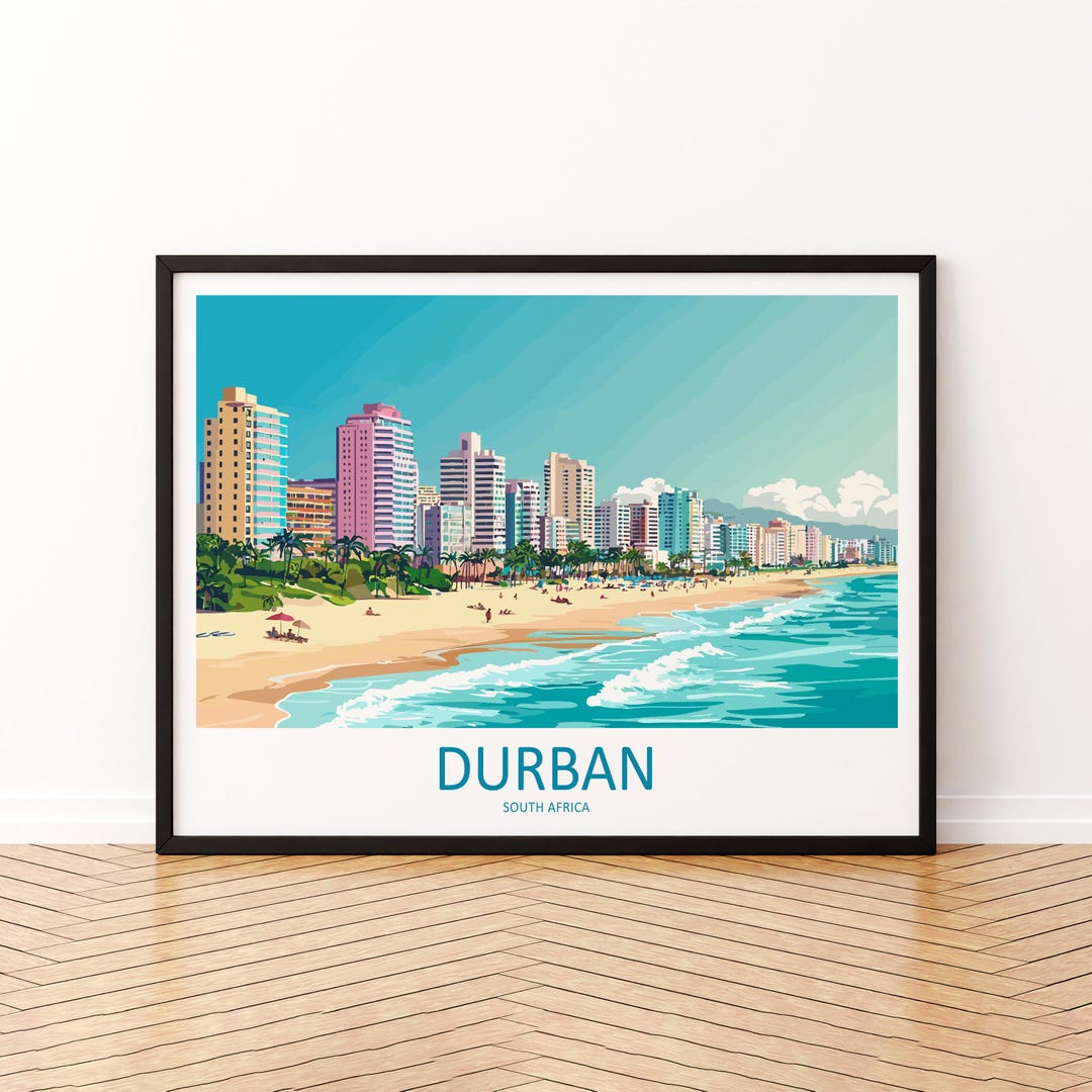 Durban South Africa Landscape Travel Poster Scenic Golden Mile ...