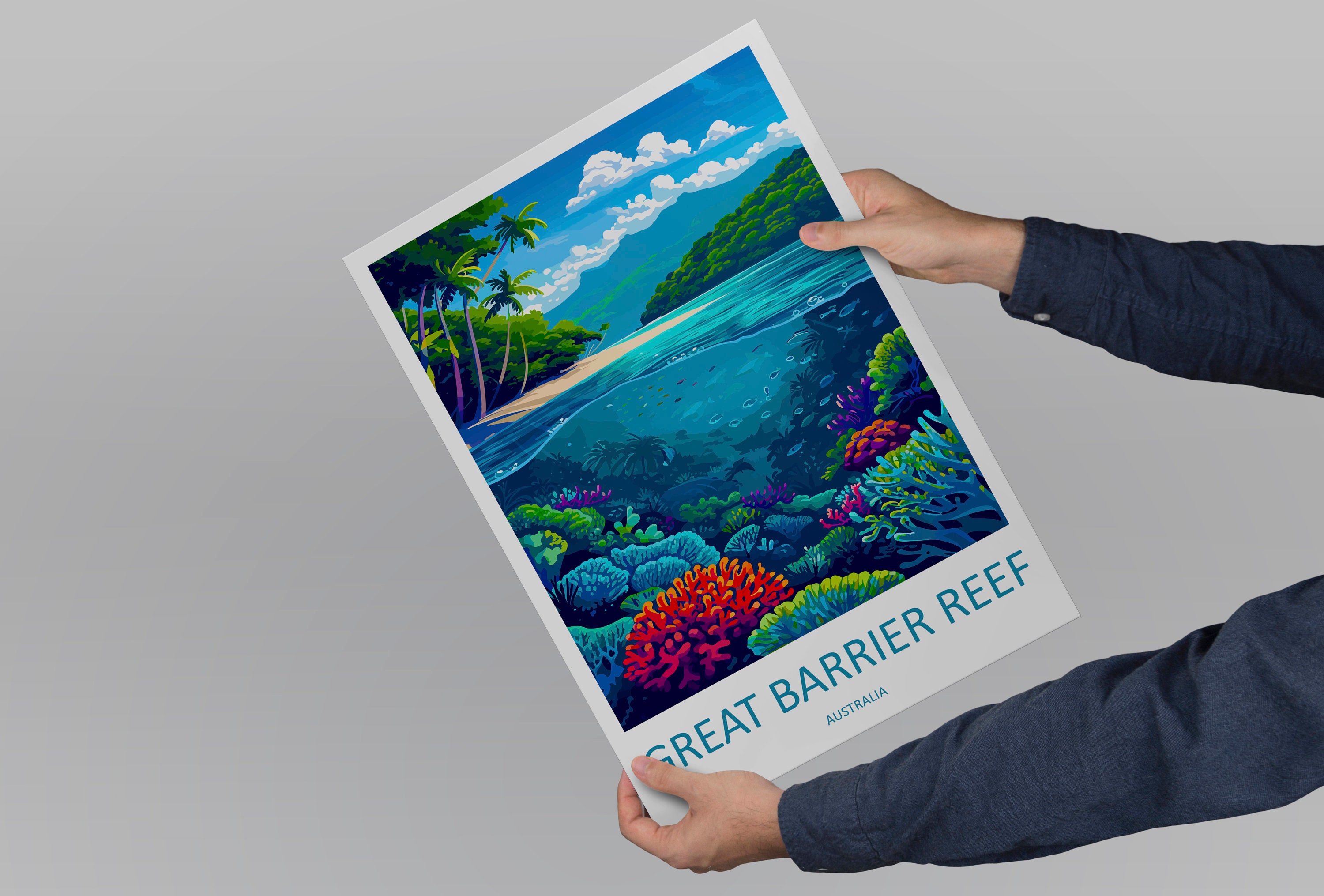 Great Barrier Reef Travel Print Wall Art Great Barrier Reef Wall ...