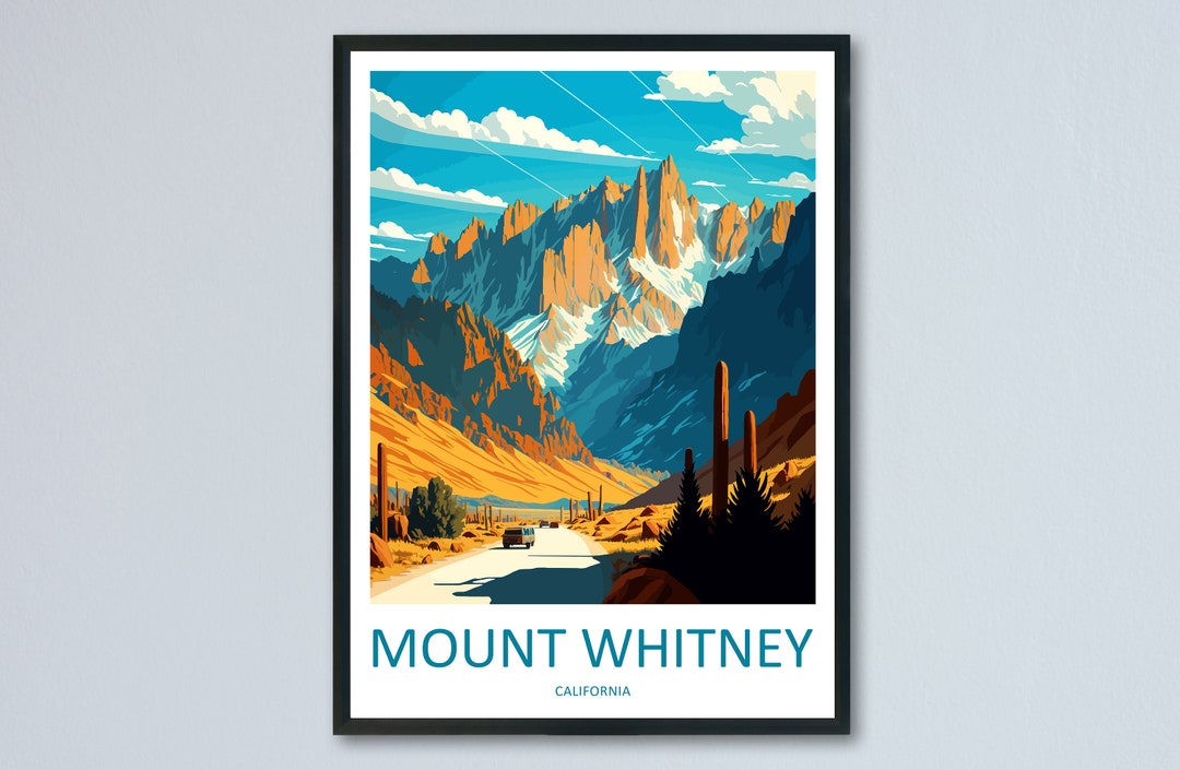 Mount Whitney Travel Print Wall Art Mount Whitney Wall Hanging Home ...