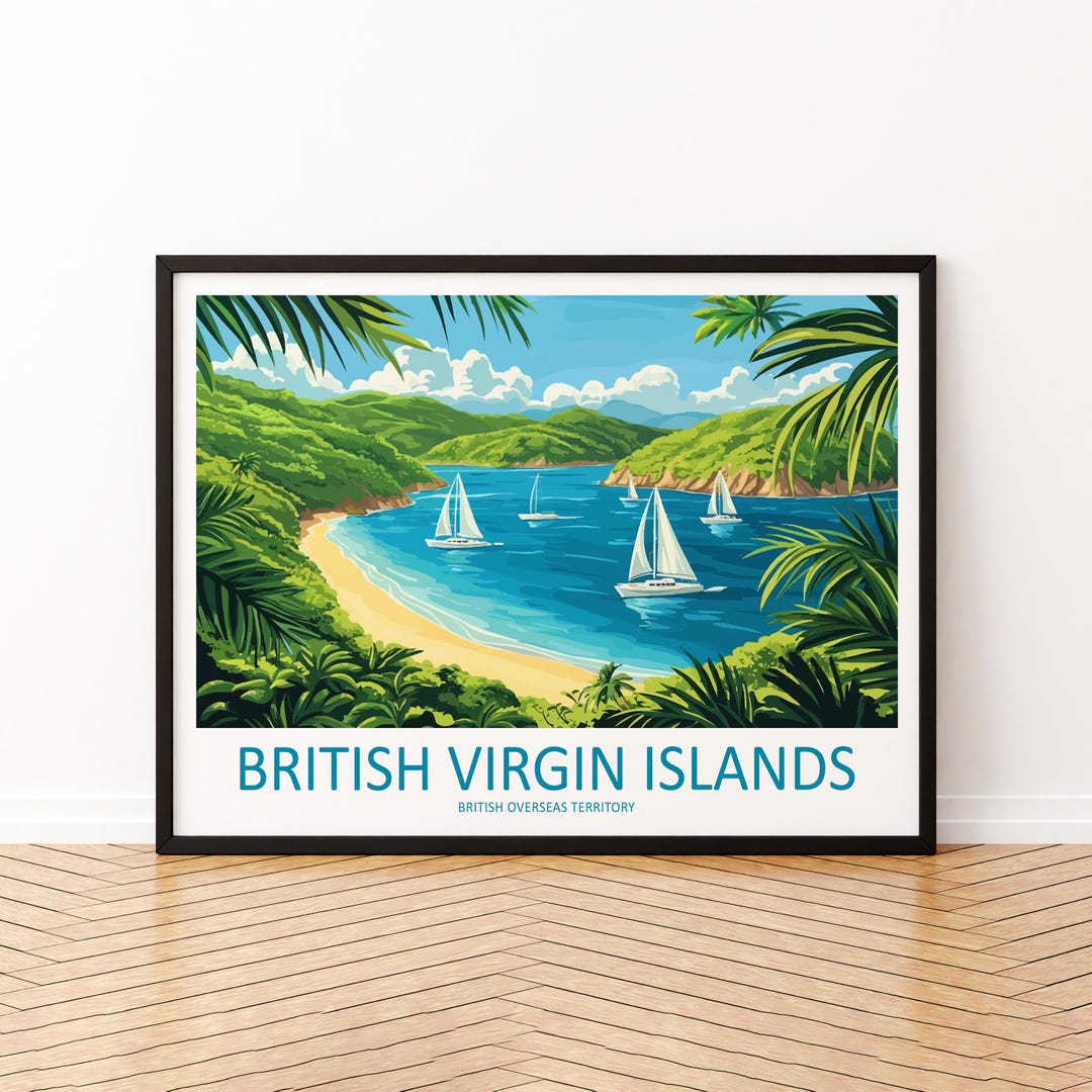 British Virgin Islands Landscape Travel Poster Scenic Caribbean ...