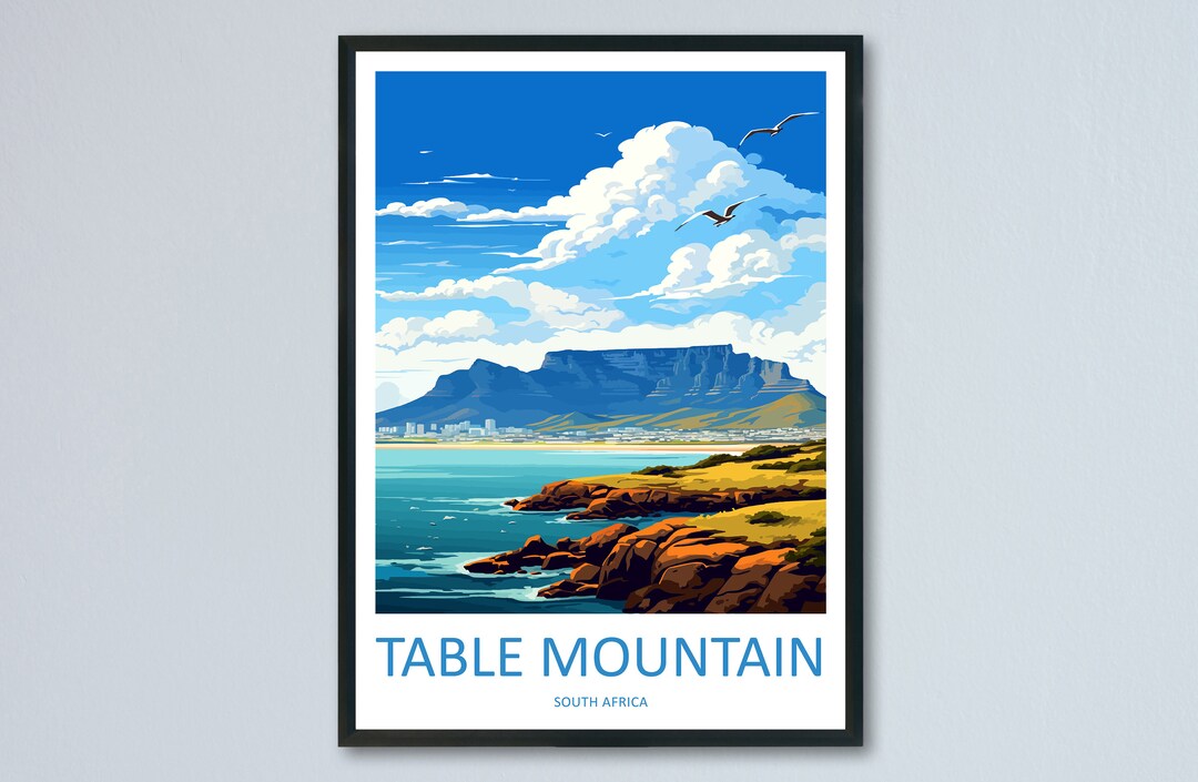 Table Mountain Travel Print Wall Art Table Mountain Wall Hanging Home ...