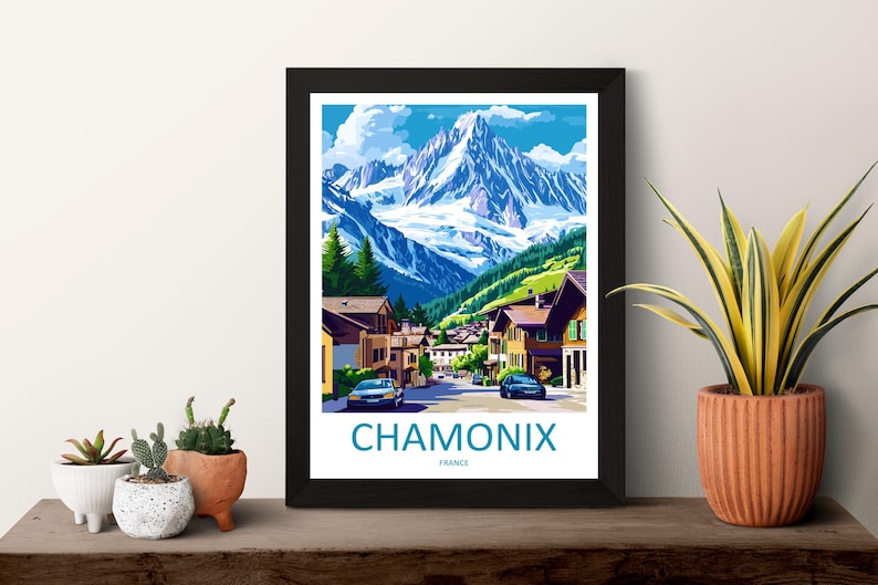 Chamonix Travel Poster France Wall Art Mont Blanc Alpine Print Nature ...