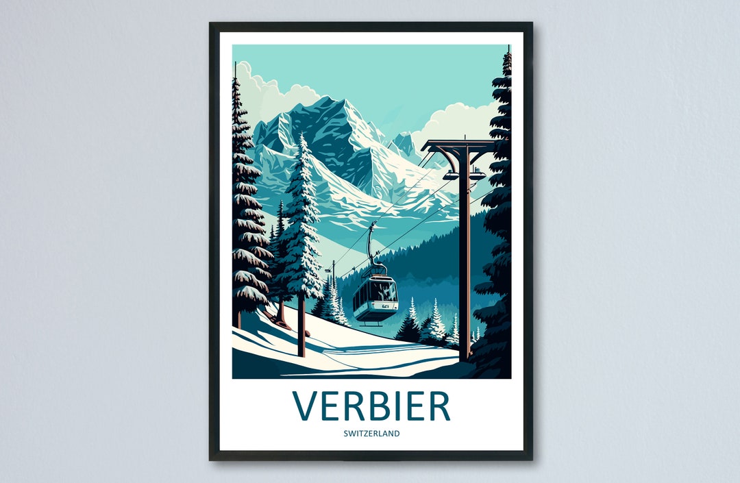 Verbier Travel Print Wall Art Verbier Wall Hanging Home Décor Verbier ...