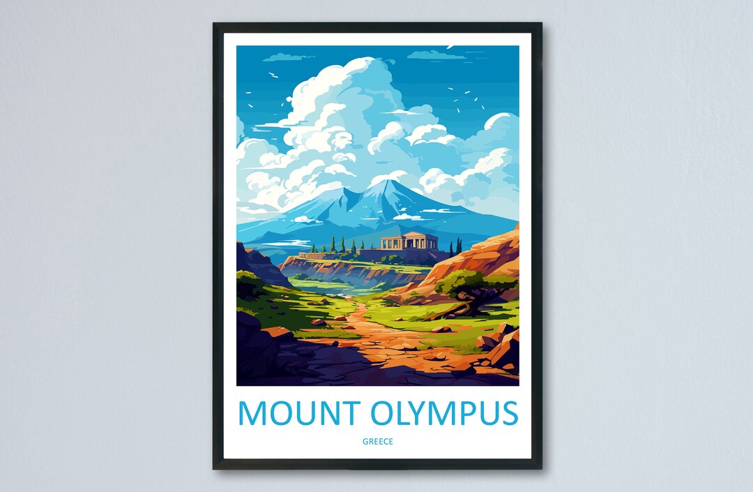 Mount Olympus Travel Print Wall Art Mount Olympus Greece Wall Hanging ...