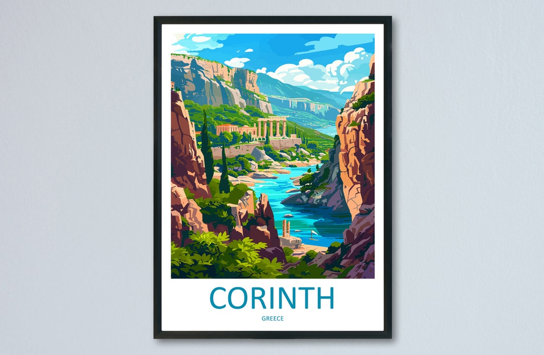 Corinth Travel Print Wall Art Corinth Greece Wall Hanging Home ...