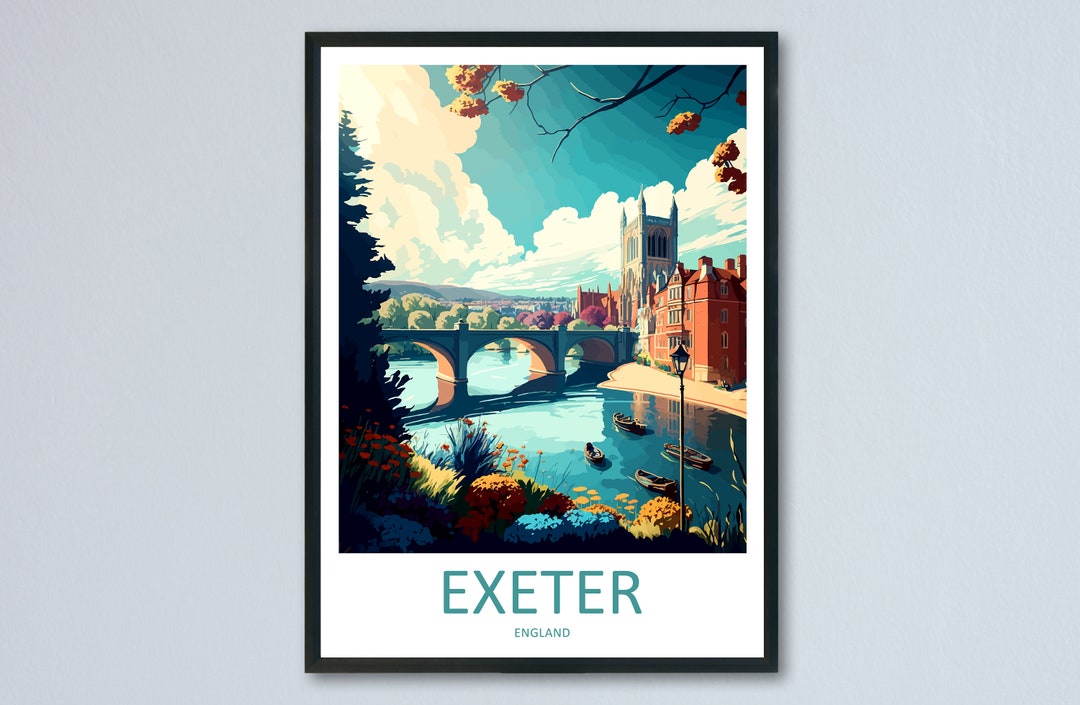 Exeter Travel Print Wall Art Exeter Wall Hanging Home Décor Exeter Gift ...