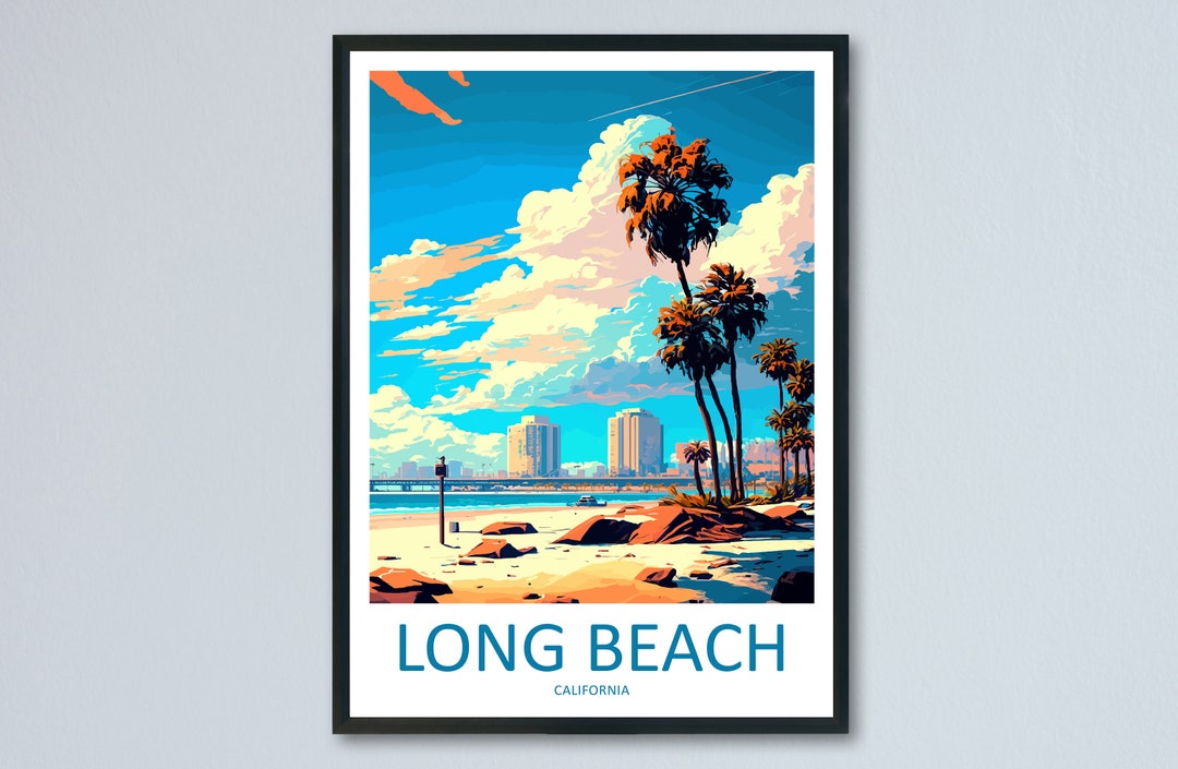 Long Beach Travel Print Wall Art Long Beach Wall Hanging Home Décor ...