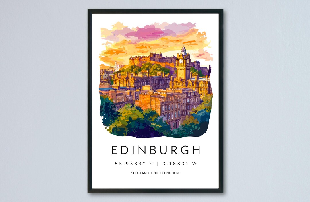 Edinburgh Watercolor Poster Edinburgh Scotland Travel Print Wall Art ...