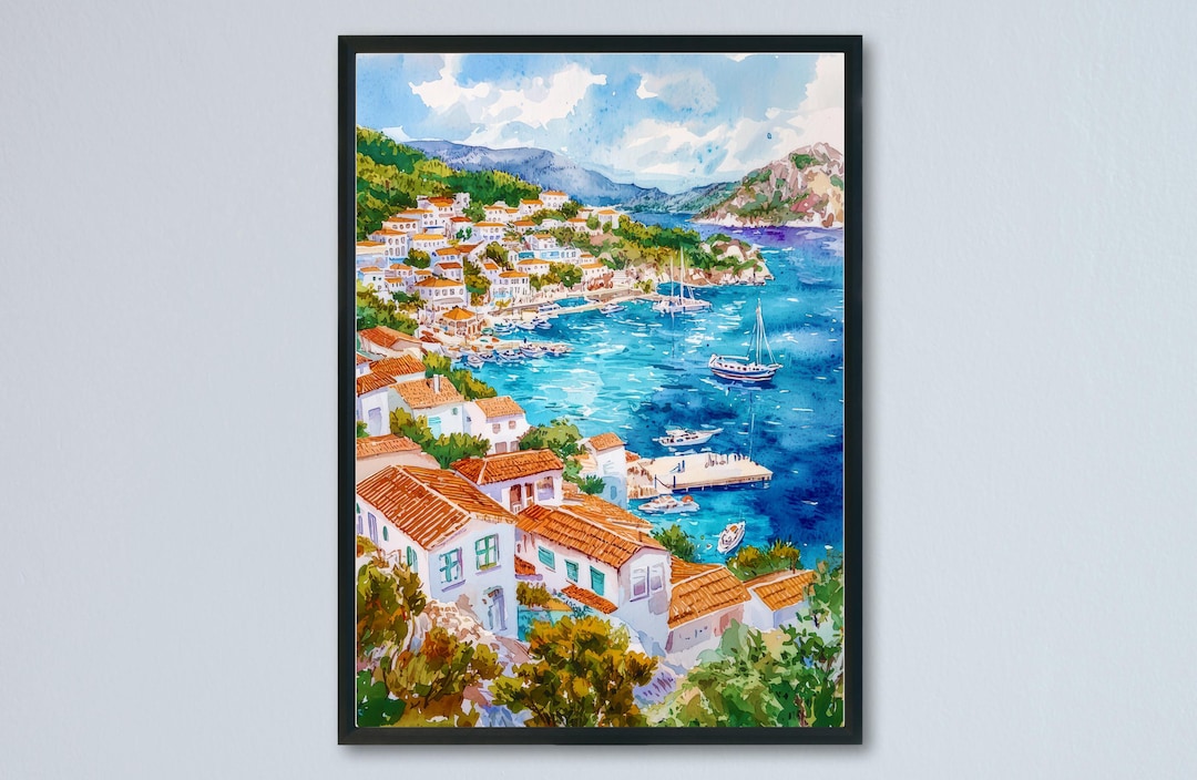 Kas Watercolor Poster Wall Art Kas Wall Hanging Home Décor Kas Gift Art ...