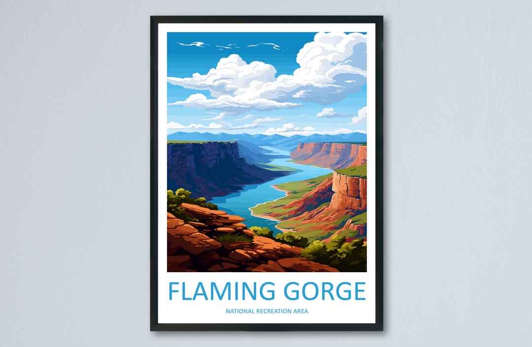 Flaming Gorge Travel Print Wall Art Flaming Gorge Wall Hanging Home ...