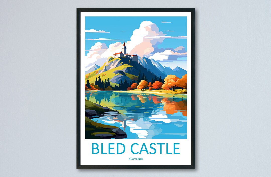 Bled Castle Travel Print Bled Castle Home Décor Slovenia Art Print Bled ...
