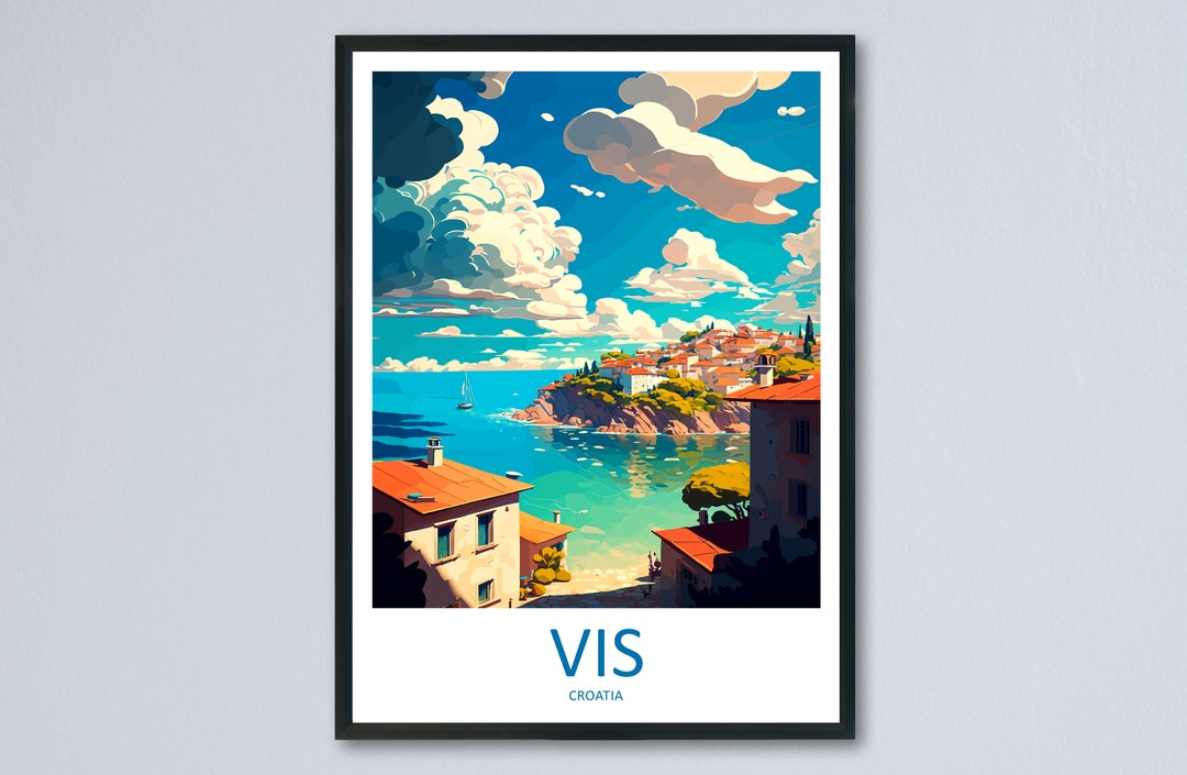 Vis Island Travel Print Wall Art Vis Island Wall Hanging Home Décor Vis ...