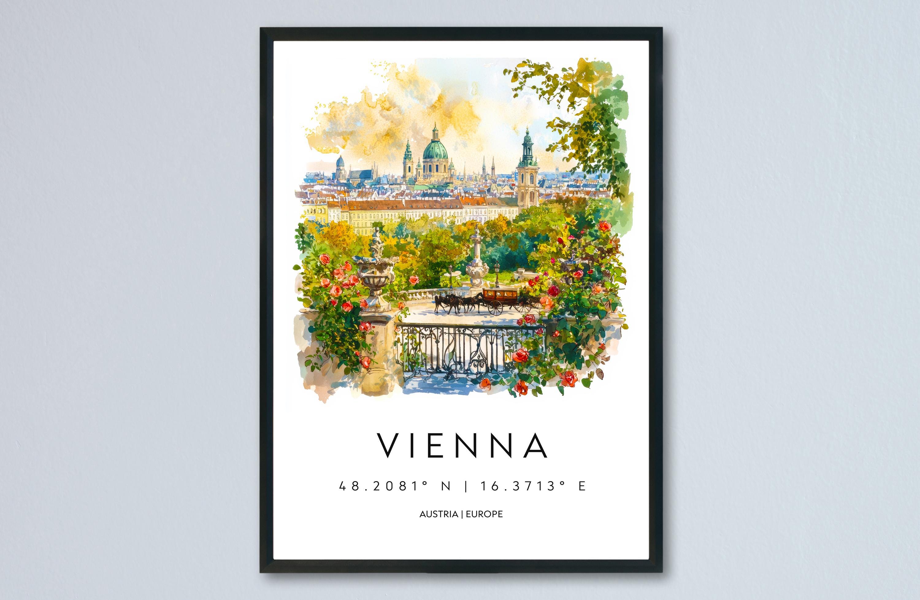 Vienna Watercolor Poster Vienna Travel Print Vienna Wall Art Vienna ...