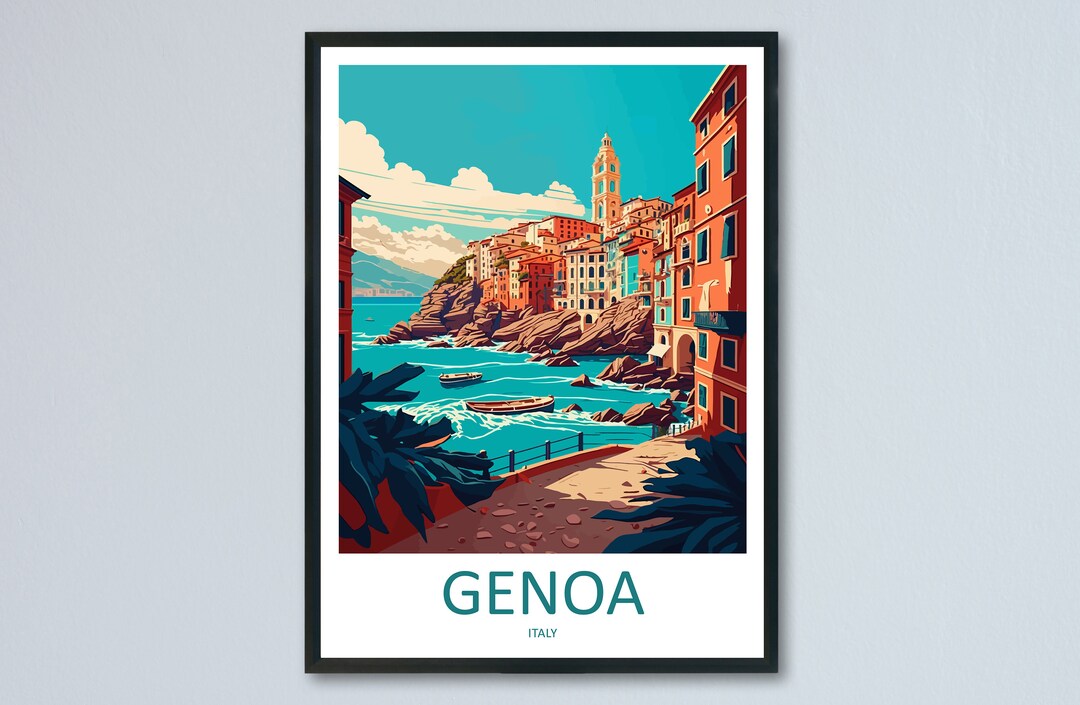 Genoa Travel Print Wall Art Genoa Wall Hanging Home Décor Genoa Gift ...