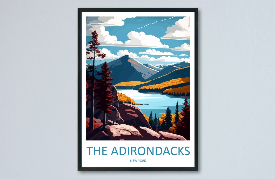 The Adirondacks Travel Print Wall Art the Adirondacks Wall Hanging Home ...