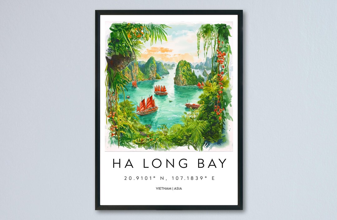 Ha Long Bay Watercolor Poster Ha Long Bay Travel Print Ha Long Bay Wall ...