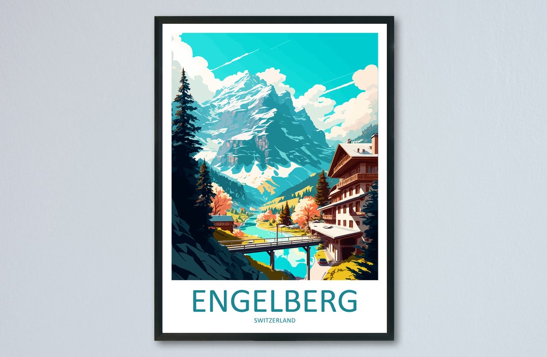 Engelberg Travel Print Wall Art Engelberg Wall Hanging Home Décor ...