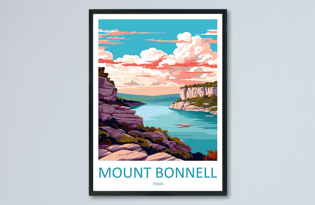 Mount Bonnell Travel Print Wall Art Mount Bonnell Wall Hanging Home ...