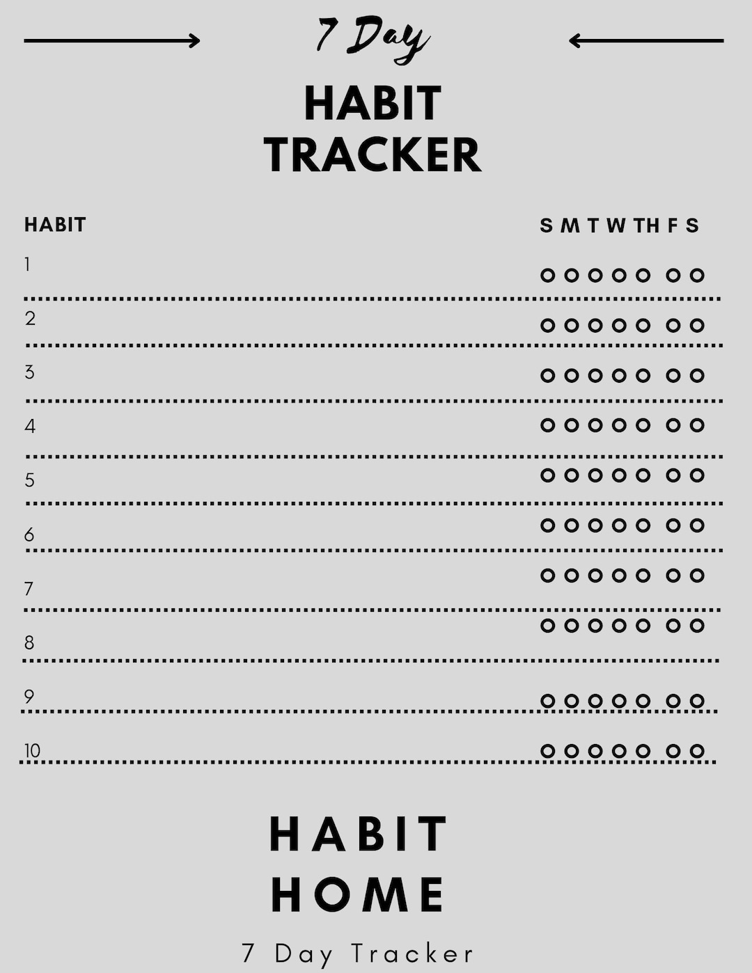 Habit Home 7 Day Tracker - Etsy