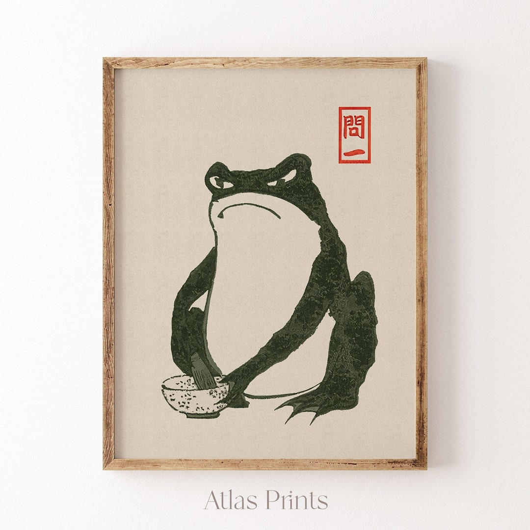 Matsumoto Hoji Green Frog Digital Art Print Hoji Vintage Toad Painting ...