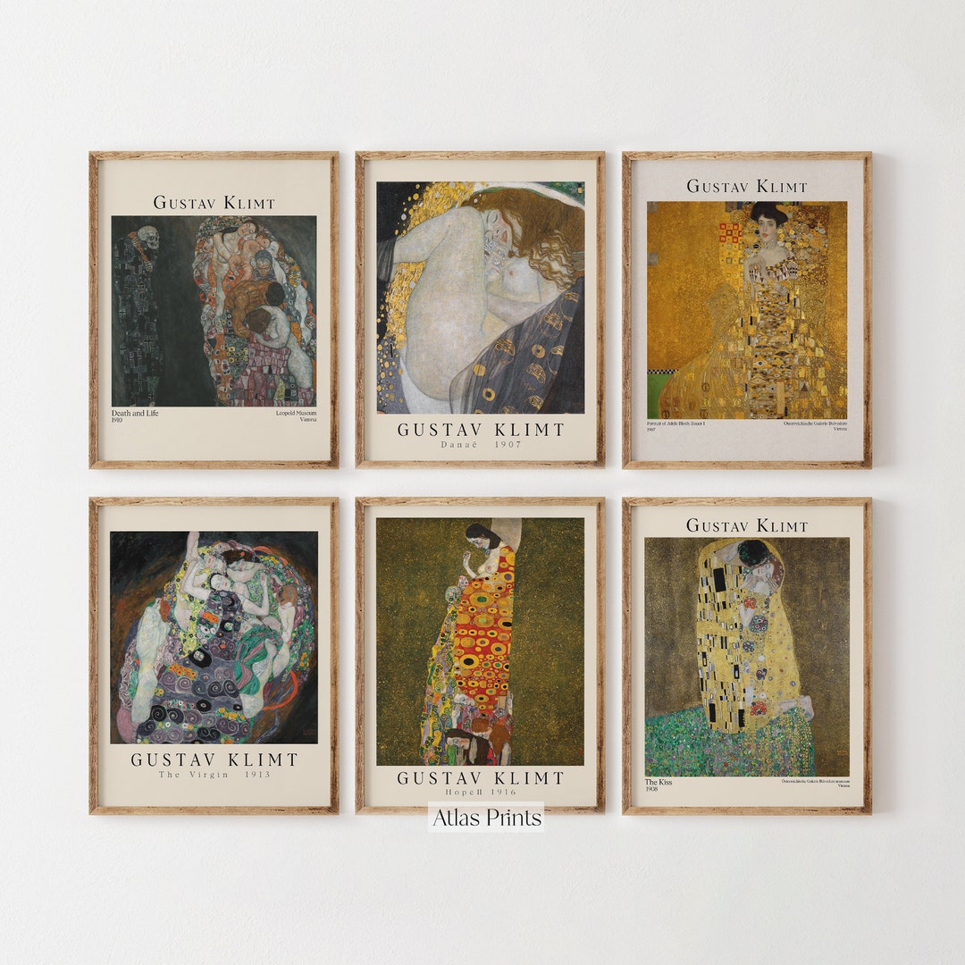 Gustav Klimt Print Klimt Set of 6 Oil Painting Art Nouveau Portrait ...