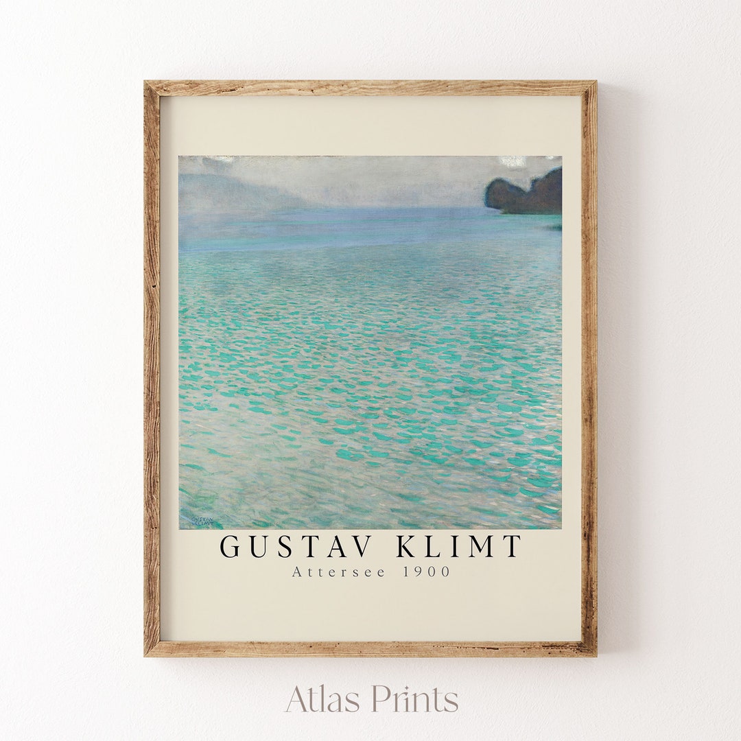 Gustav Klimt Print, Abstract Seascape Painting, Calming Blue Therapy ...
