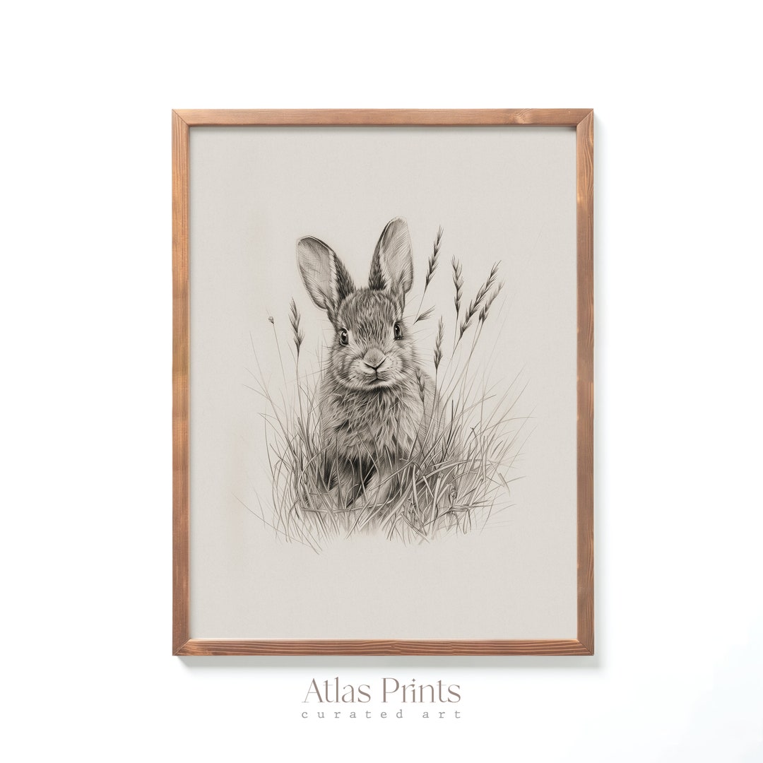 Vintage Easter Bunny Print, Country Farmhouse Printable Wall Art ...