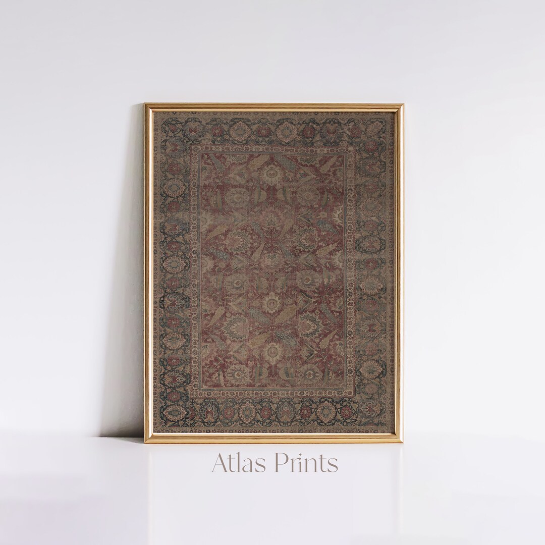 Antique Textile Wall Art RUG Pattern Wall Art Vintage Tapestry Print ...