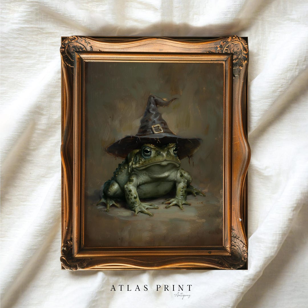 Vintage Witchy Toad Print, Spooky Halloween Printable Wall Art, Dark ...