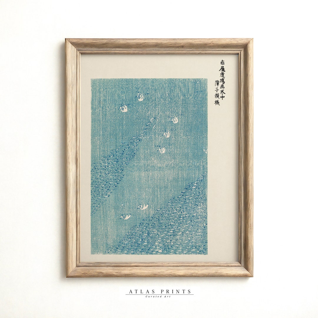 Vintage Japanese Taguchi Tomoki Print, Antique Abstract Swans Painting ...