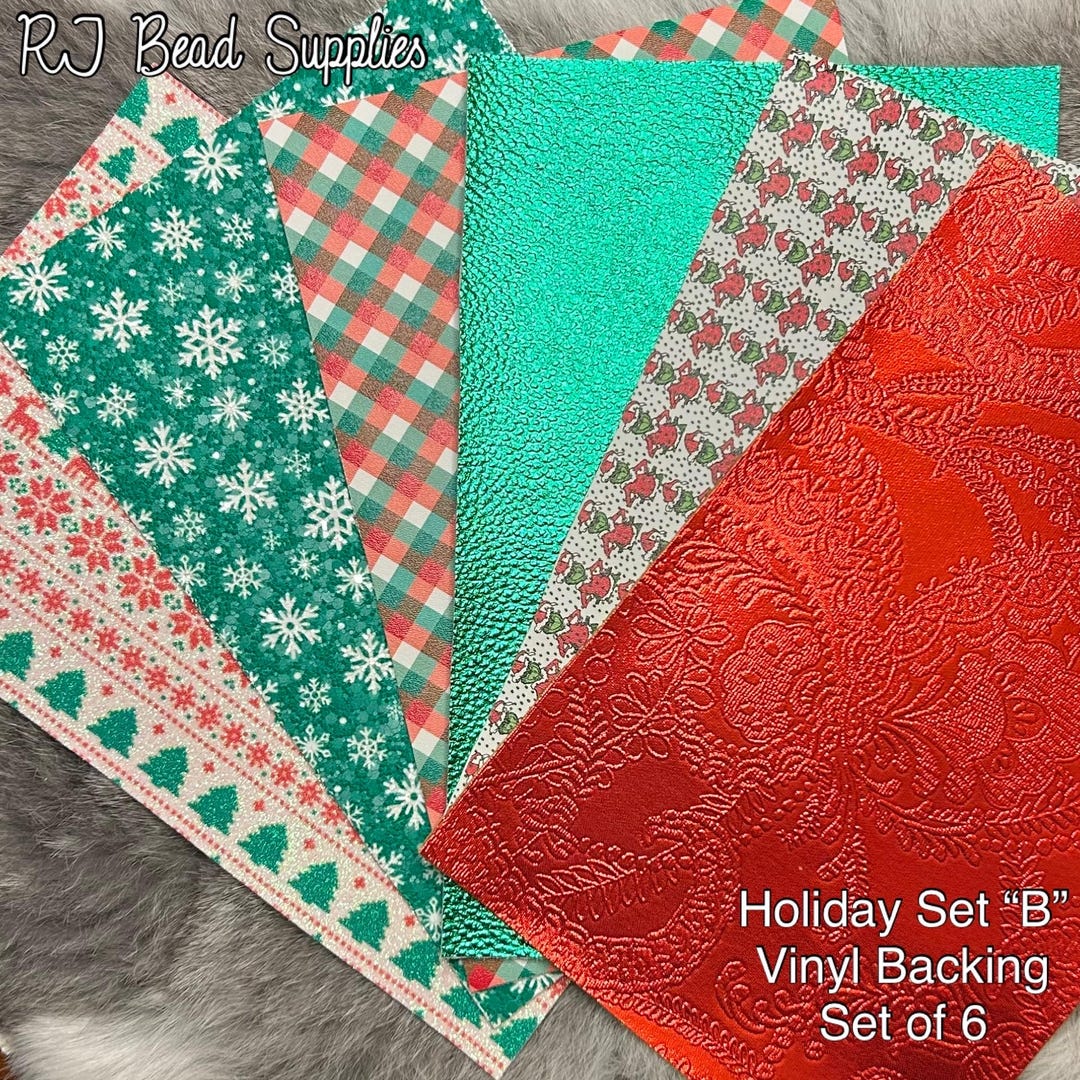Holiday Set B - Vinyl Backing, Set of 6 Sheets, 5.5” X 8”. Holiday ...