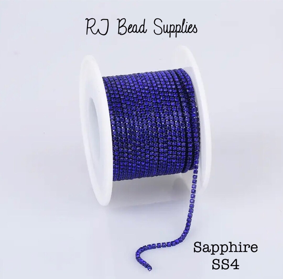Sapphire Metal Rhinestone Banding, SS4, Dense, Sapphire Rhinestones ...
