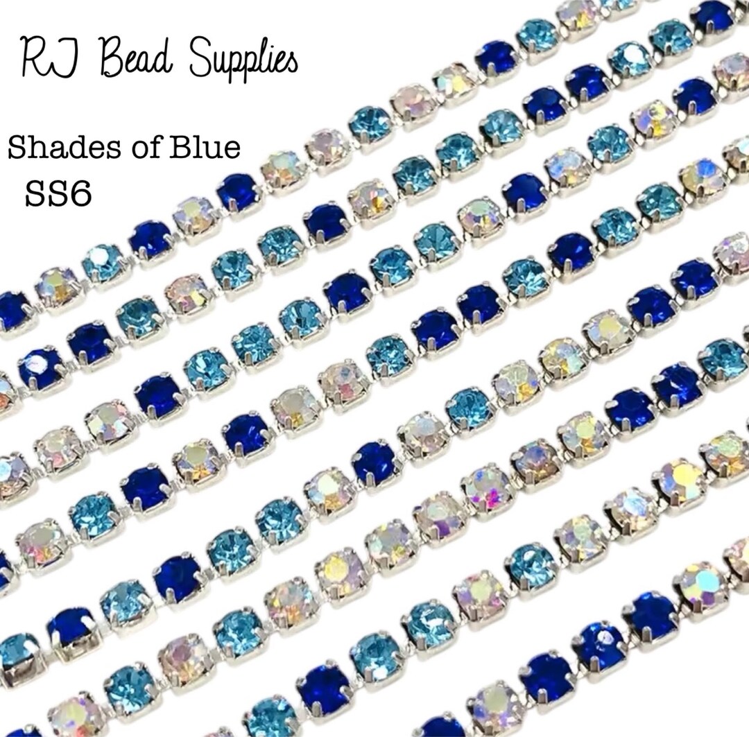 Shades of Blue Metal Rhinestone Banding, SS6, Dense, Crystal Ab, Lake ...