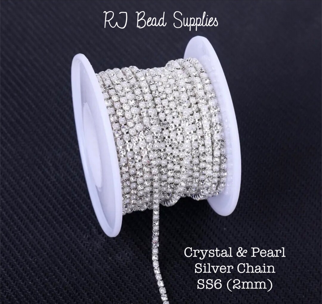 Crystal & Pearl Metal Rhinestone Banding, SS6, Dense, Alternating ...