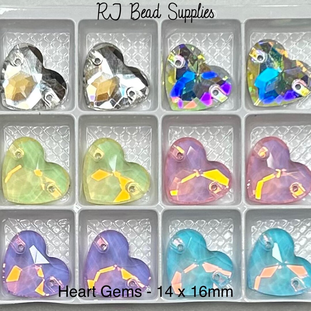 High Quality Crystal Glass Gems, Heart Shape. 14mm X 16mm. Sold by Set ...